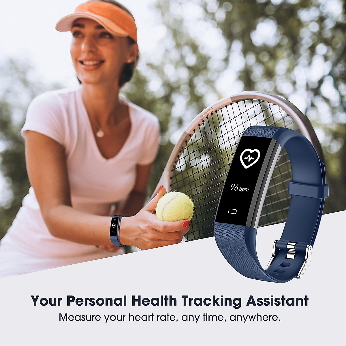 Kummel Fitness Tracker with Heart Rate Blood Oxygen Monitor, Activity Tracker Sleep Monitor Health Tracker, Smart Watch Pedometer Step Calories Counter, Fitness Watches for Men Women