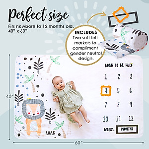 Calloo Baby Monthly Milestone Blanket for Baby Boy, Monthly Baby Milestone Blanket Boys, Baby Monthly Milestone Blanket Boy