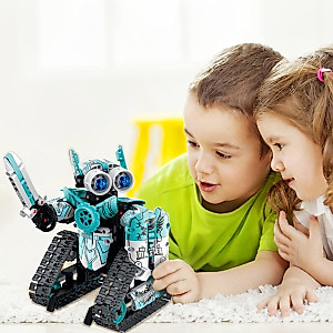 UNIQUE KIDS Building Remote Control STEM Building Kit for Boys 8-12 Tracked Racer Car/Tank/Robot 3 in 1 Educational Toys for 6 7 8 9 10 11 12 + Year Old Boys and Girls Birthday Gifts for Kids (Blue)