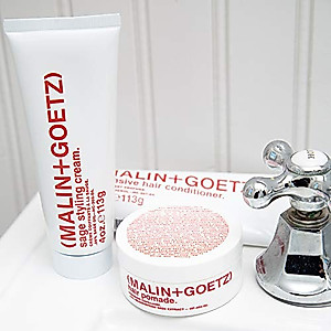 Malin + Goetz sage styling cream—lightweight, versatile for all hair types & textures. Smoothes, tames frizz, defines curls, shine without residue. natural fragrance. vegan and cruelty free 4 fl oz