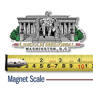 Lincoln Memorial Magnet by Classic Magnets, Washington D.C. Series, Collectible Souvenirs Made in The USA, 4.1" x 2.2"