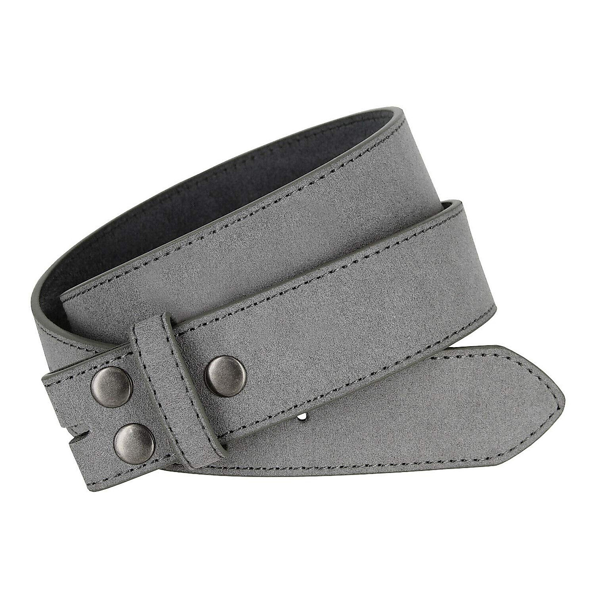 Square Buckle Casual Jean Suede Leather Belt 1 1/2" Wide (Gray, 34)