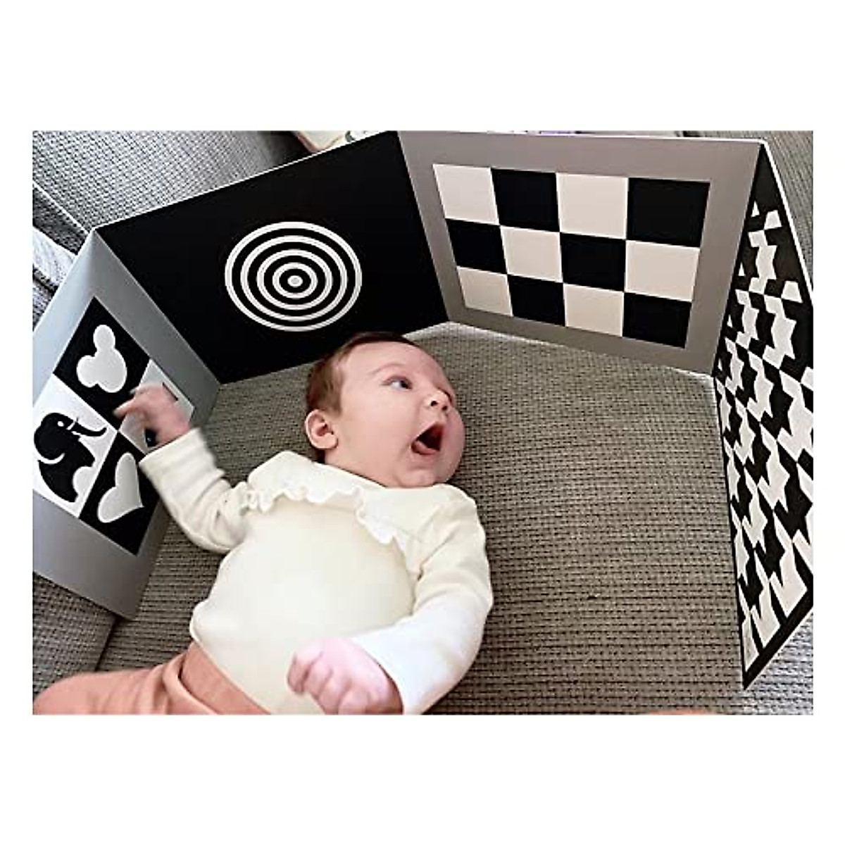 Samuel Sensory Baby Sensory & Development Fold Out Boards, Black and White, Simple Geometric Shapes, Made from 700GSM Card, Stands Independently.
