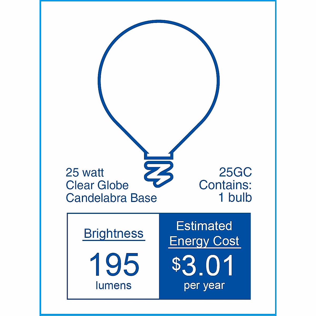 GE Incandescent Globe Light Bulbs, 25 Watt, G16.5, Vanity Lights (25 Pack)