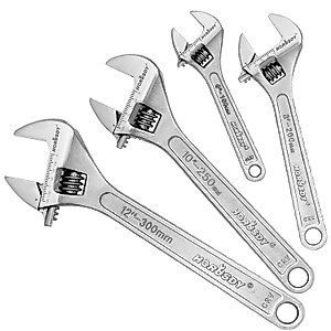 HORUSDY 4-Piece Adjustable Wrench Set, CR-V Steel, Crescent Wrenches Set(6-inch, 8-inch, 10-inch, 12-inch)