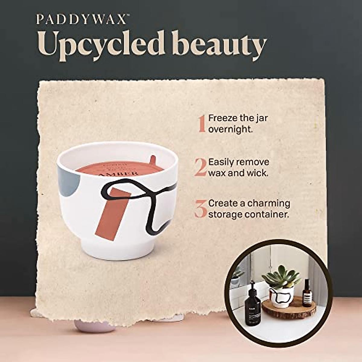 Paddywax Candles Wabi Sabi Collection Scented Candle, 12-Ounce, Amber & Smoke