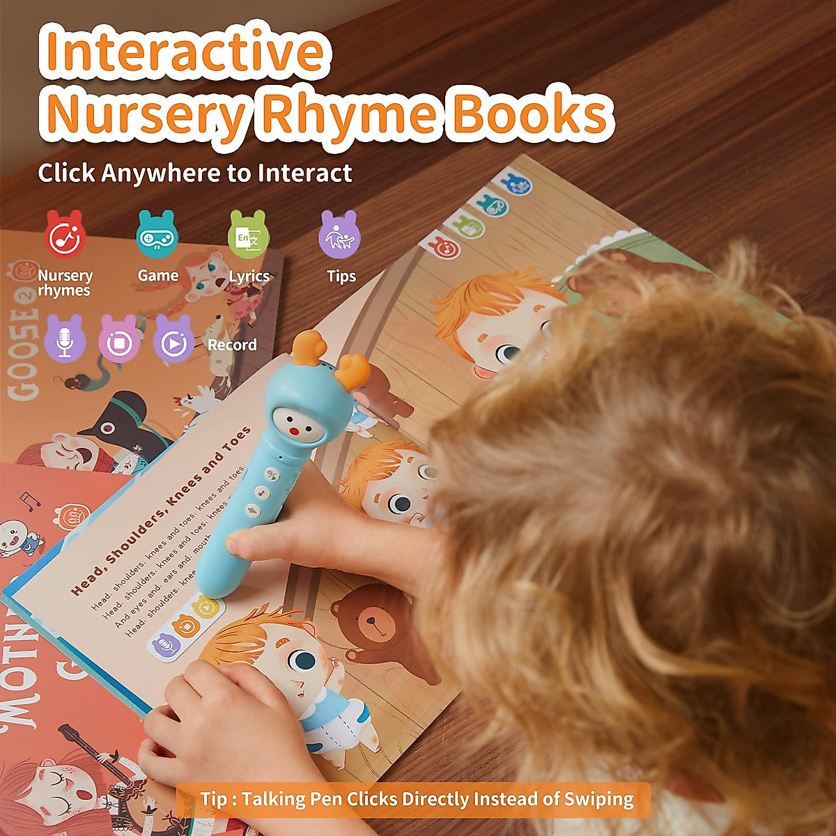 alilo Learning Educational Toys for Toddlers 2-3-4-5-6, Interactive Reading Pen Set for Kids, with 3 Learn to Read Books for Kids, 100 Talking Flash Cards, 540 Recording Stickers, Alphabet, Music Card