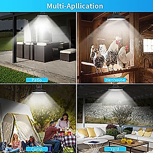 Solar Pendant Shed Light-3000K/4000K/6500K/Dimmable Lighting solar power light with Remote Control,IP65 Waterproof Timing Indoor/Outdoor Hanging Lantern Light,16.4ft Cord for Patio Garden Henhouse