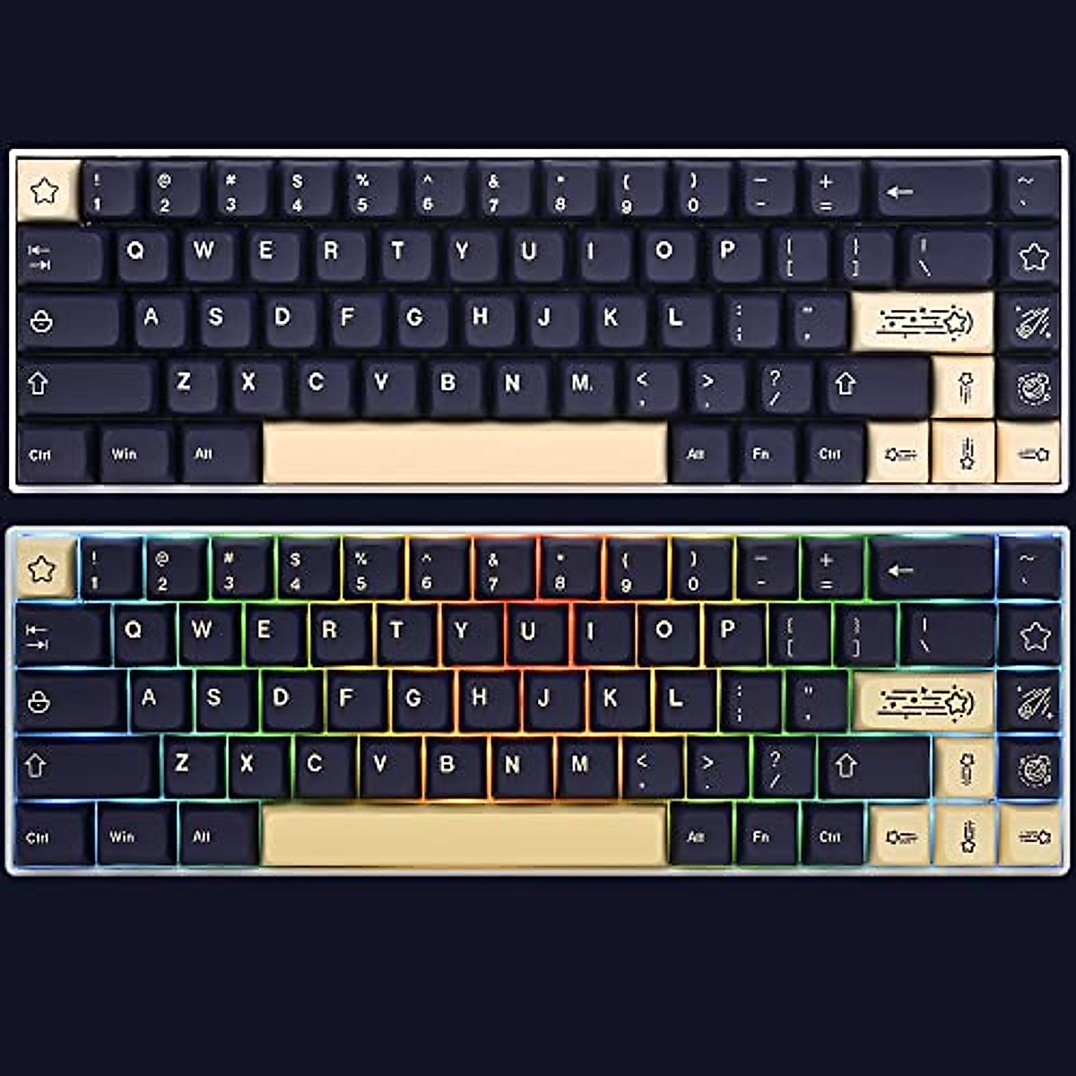 XDA PBT Key Cap, 83 Keys Dye Sublimation Glacier White Custome Key Cap Set for Cherry/Gatron MX switches 60 Percent/68/GK61 Gaming Mechanical Keyboard(Stargazing Blue)