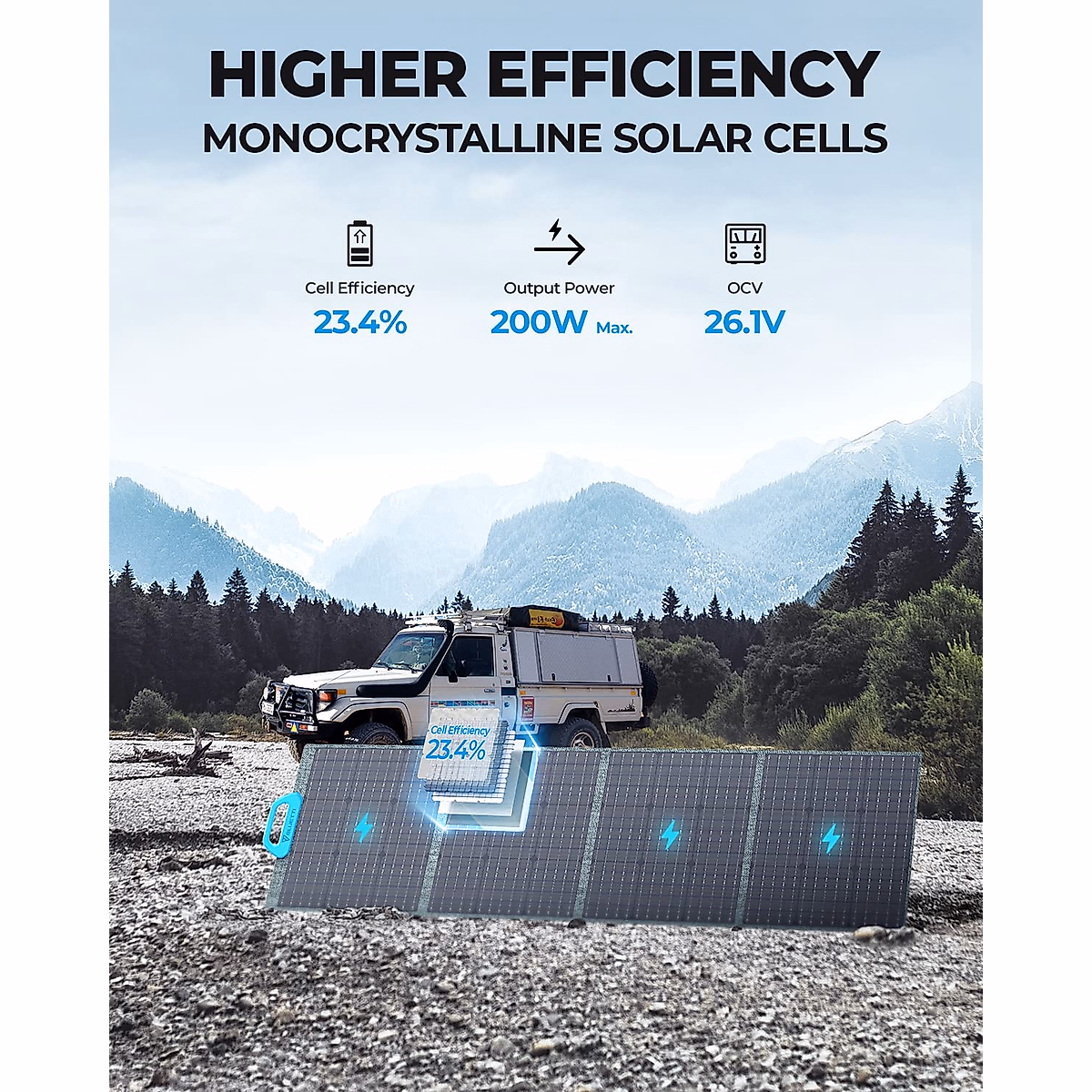 BLUETTI Solar Generator EB55 with PV200 Solar Panel Included, 537Wh Portable Power Station w/ 4 110V/700W AC Outlets, LiFePO4 Battery Pack for Camping, Adventure, Emergency