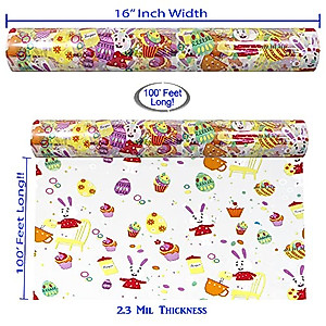 AnapoliZ Easter Eggs Cellophane Wrap Roll | 100’ Ft. Long X 16” In. Wide | 2.3 Mil Thick, Crystal Clear Design | Easter Bunny Cello Wrapping Paper, Treats, Baskets, Gifts |