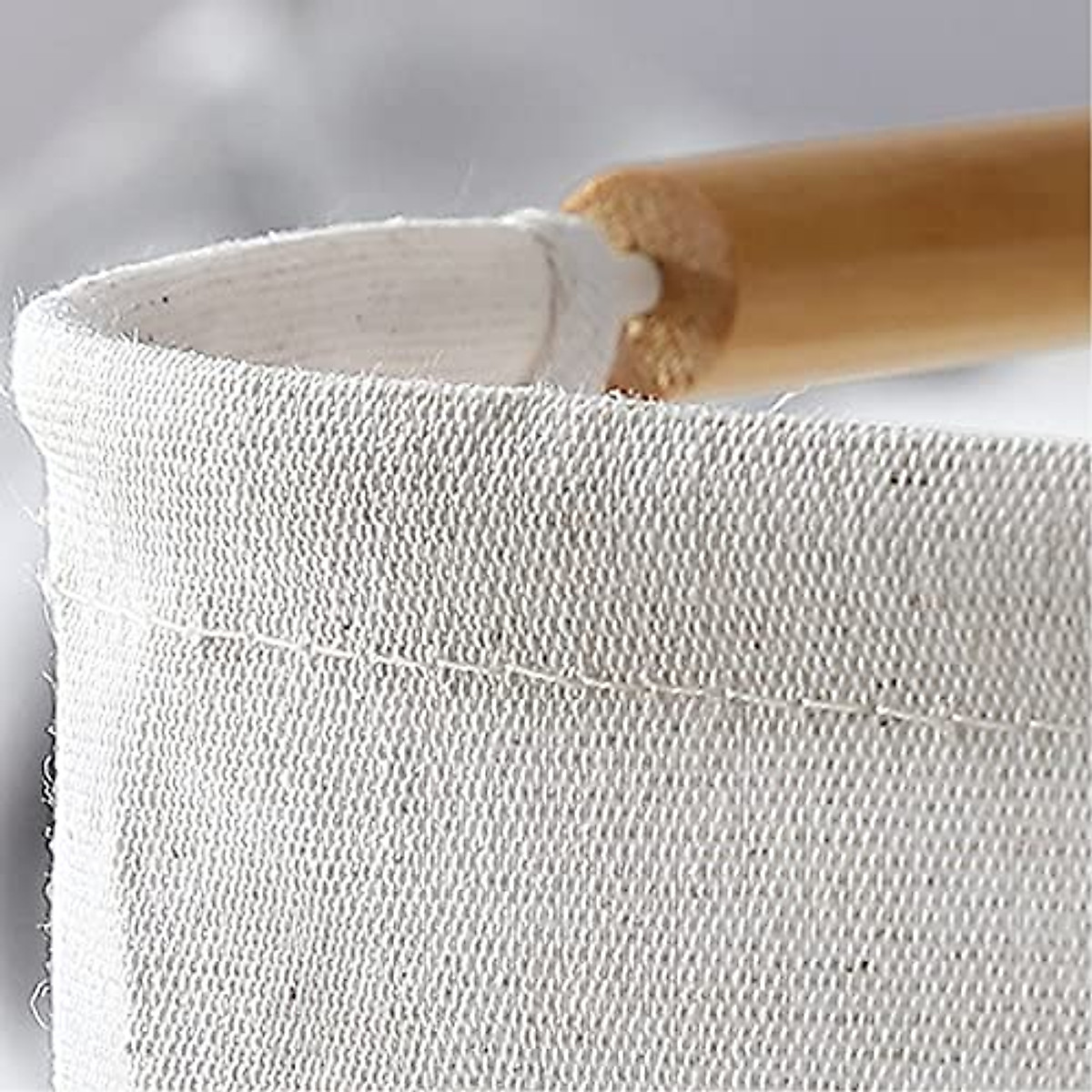 Laundry Basket, Cotton Linen Wooden Handles Laundry Hamper for Bedroom (S)