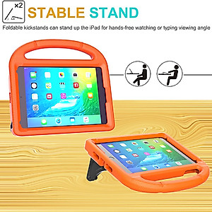 SUPLIK Kids Case for iPad Mini 5/4/3/2/1 (7.9"), Durable Shockproof Protective Handle Bumper Stand Cover with 2*Screen Protectors for 7.9 inch Apple iPad Mini 5th/4th/3rd/2nd/1st Generation, Orange