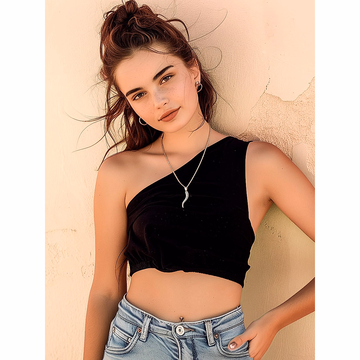 FaithHeart Italian Horn Pendant Necklace for Women Men Sturdy Stainless Steel Cornicello Necklace Protection Necklace Chains with Pendant Italian Charm Talisman with Gift Box