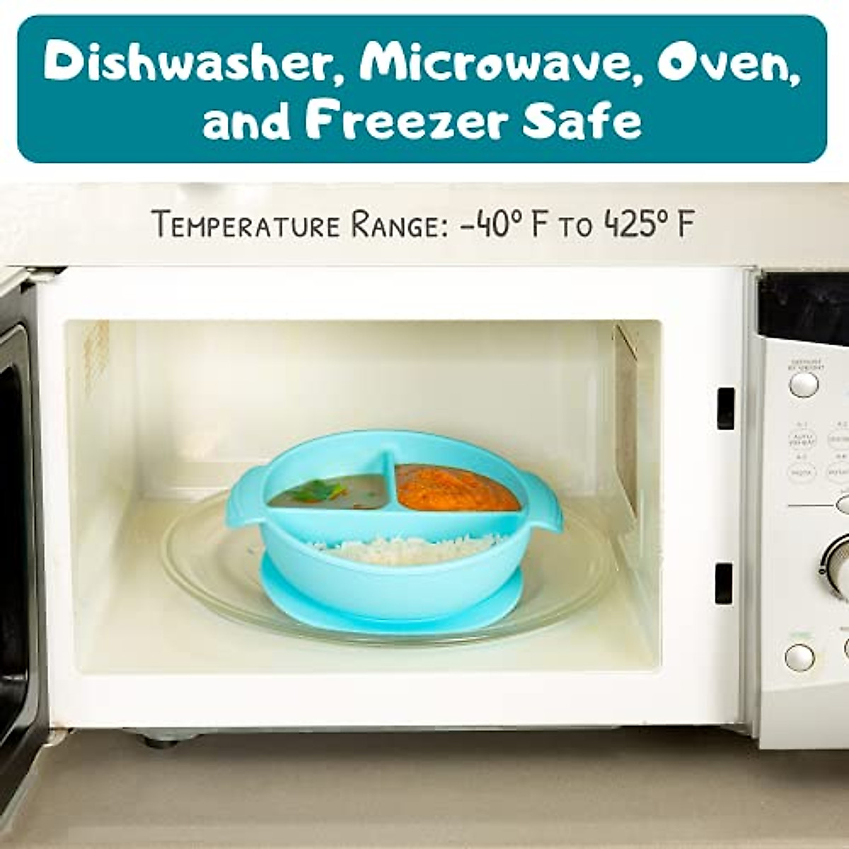 Silikong Divided Suction Bowl for Toddlers | BPA Free | Microwave, Dishwasher and Oven Safe | Fits Most Highchair Trays | Stay Put Baby Feeding Plates and Dishes for Kids and Infants (Pink)