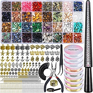 Labeol Ring Making Kit 32 Colors Crystals Beads for Jewelry Making Kit Gemstone Chip Beads Irregular Nataral Stone with Jewelry Making Supplies Bracelet Making