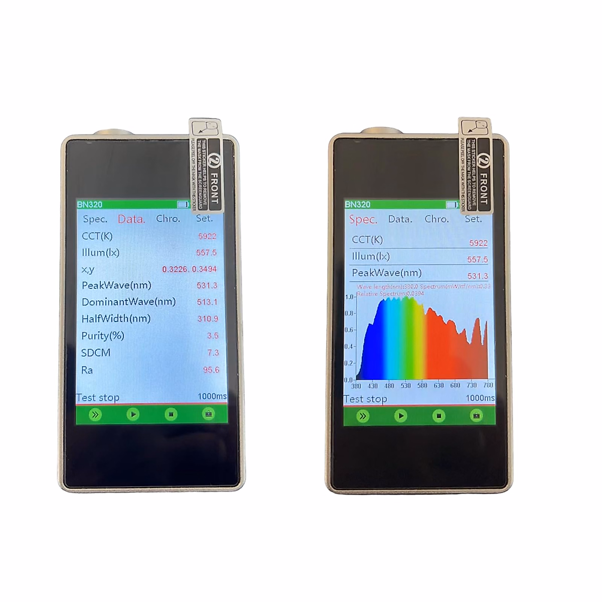 BN320 Handheld Spectrometer Light Spectrum Meter - High Precision CCD, 380nm-780nm, Touch Screen Display