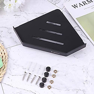 Hemoton Metal Shelves Bathroom Corner Shelf Stainless Steel Wall Mounted Shower Caddy Shelf Organizer Punch Free Kitchen Storage Shelf for Bathroom Washroom Kitchen Black Black Corner Shelf