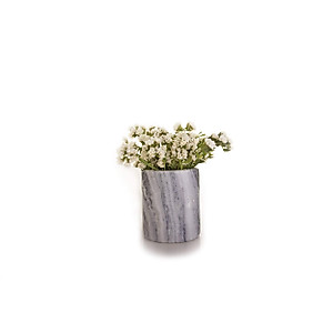 Premium Marble Utensil Holder- Multi-purpose Holder- Pen Holder- Wine Chiller- Flower Vase (White & Grey Marble- Medium)