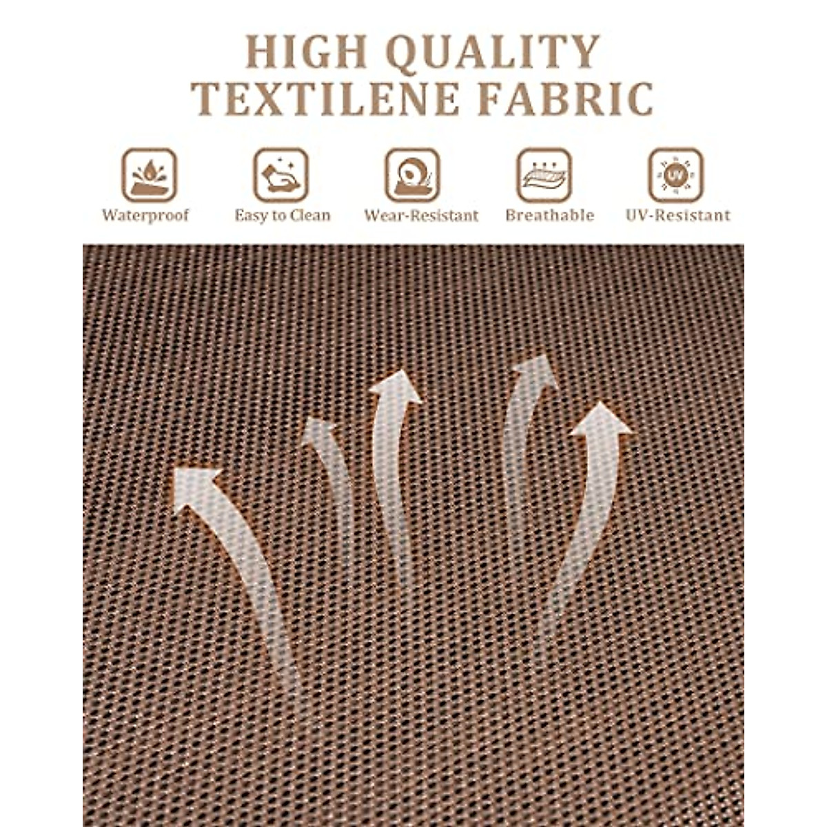 VredHom Outdoor Chaise Lounge Chair, Patio Chaise 5 Position Adjustable Backrest Recliner Ergonomic Armrest All Weather Textiline Aluminum Reclining Chairs for Patio, Beach, Yard, Pool，Brown