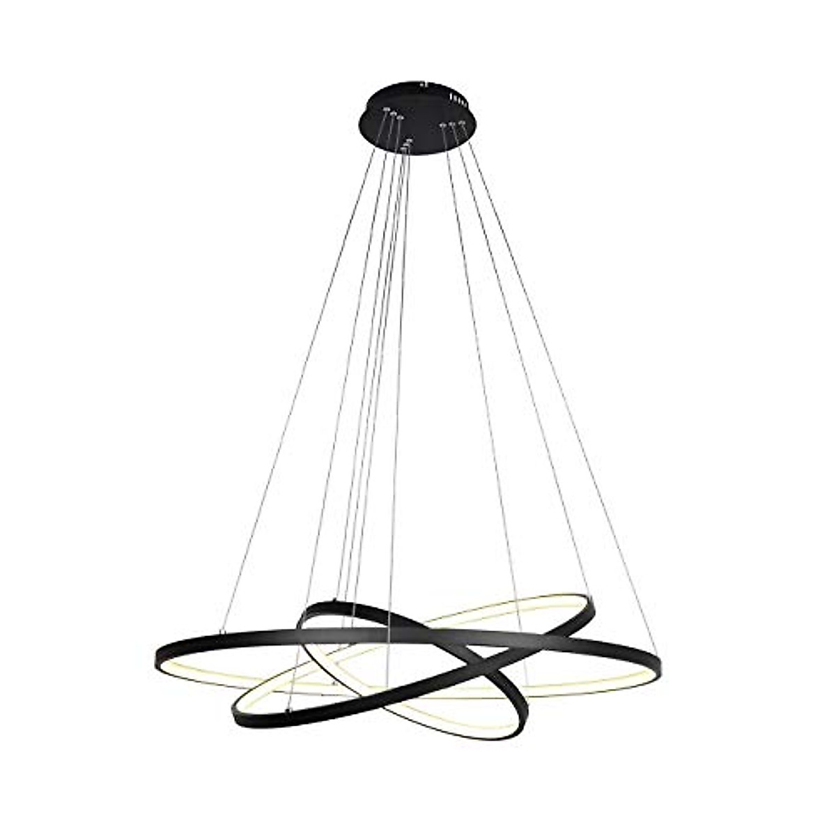 UNITARY Brand Modern Black Acrylic Remote Control Nature White and Warm White Dimmable LED 3 Rings Dining Room Kitchen Pendant Light Max 90W Painted Finish