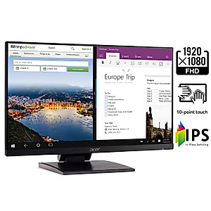 Acer UT241Y bmiuzx 23.8” Full HD (1920 x 1080) Zero Frame IPS Touchscreen Monitor with Dual-Hinge Tiltable Stand (USB 3.1 Type-C, HDMI & VGA ports),Black