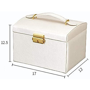 ZZYINH AN207 Three Layers Leather Jewelry Box Jewelry Exquisite Makeup Case Jewelry Organizer Gift Box Small Jewelry (Color : White)