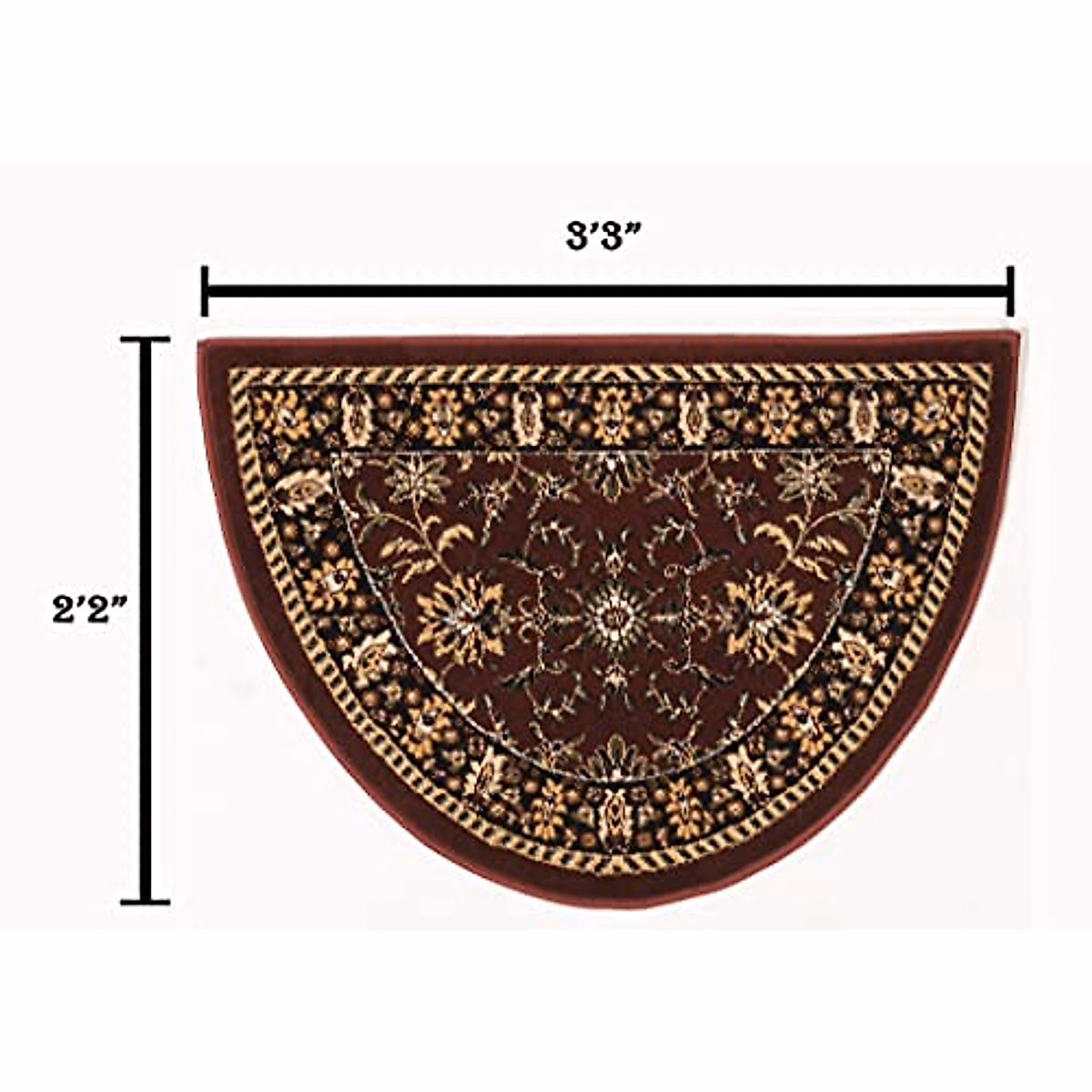 Great American Distributors Hearth Slice Fireplace Rug - Log Cabin Decor, Kitchen Carpet, Accent Rug, Fire Resistant Mat, Traditional Designs, 2'2" x 3'3" (Red/Black)