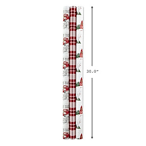 Hallmark Holiday Reversible Wrapping Paper Bundle, Rustic Christmas (Pack of 3, 120 sq. ft. ttl) Plaid, Barn, Red Truck, Moose, Woodland Scenes
