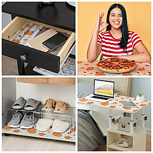 GROBRO7 Pumpkin EVA Refrigerator Liners Non-Slip Maple Leaf Refrigerator Drawer Mats BPA Free Can Be Cut Shelf Liner Waterproof Non-Adhesive Kitchen Cabinet Desks Storage Fridge Mat 17 x 118 in