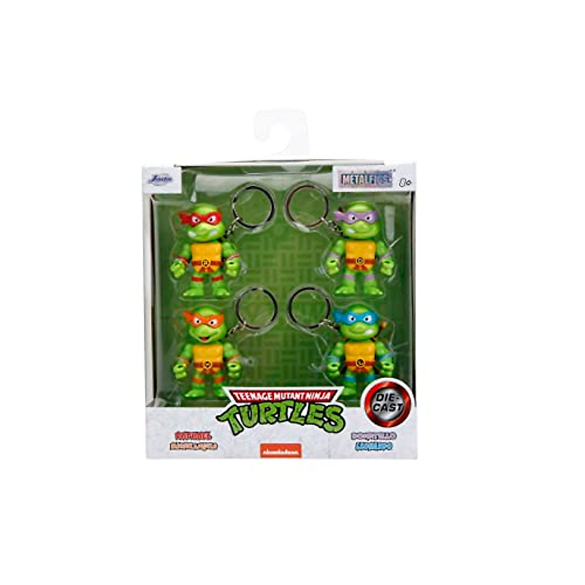 Teenage Mutant Ninja Turtles 2.5" 4-Pack Keychain Collectible Die-Cast Figure, Toys for Kids and Adults