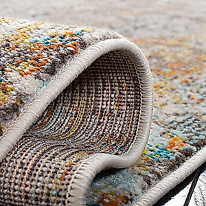 SAFAVIEH Madison Collection 8' x 10' Grey / Gold MAD453F Modern Abstract Non-Shedding Living Room Bedroom Dining Home Office Area Rug