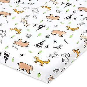 Cuddly Cubs Graco Pack n Play Fitted Sheet – Woodland Playard Sheet – Snuggly Soft Jersey Cotton Mini Crib Sheet for Boy, Girl – 1 Pc