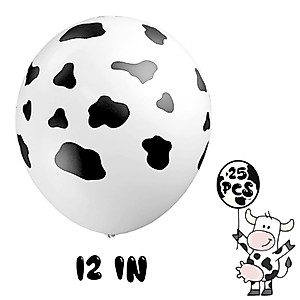 25PCS Cow Balloons,Cow Print Balloons for Cow Party Decoration,Funny Farm Animal Latex Balloons for Children's Birthday Farm Party Decoration Supplies