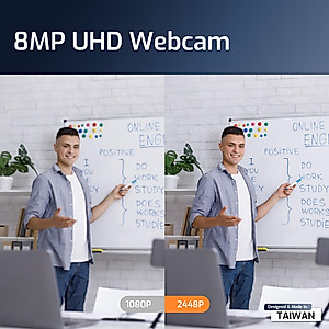 INSWAN INS-1 USB Document Camera — 8MP Ultra HD, Auto Focus, LED Light, Built-in Microphone, Mac OS, Windows, Chromebook Compatible for Distance Learning, Remote Teaching, Web Conferencing, Live Demo