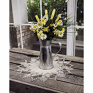 Lace Doily Neutral Earth Tones Table Topper Scarf Place Mat Round Doily (15 inch Round)