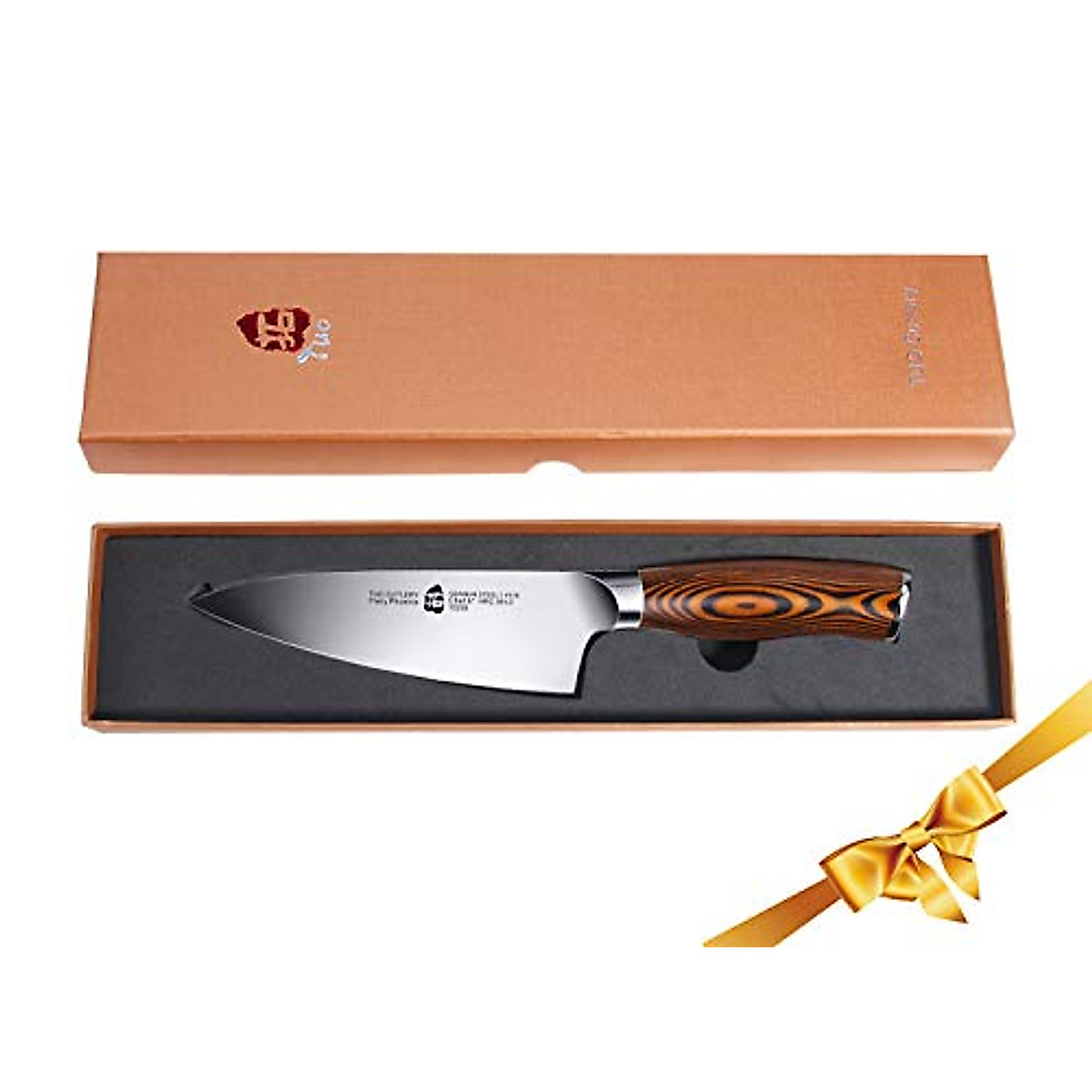 TUO Chef Knife- Kitchen Chefs Knife - High Carbon German Stainless Steel Cutlery - Rust Resistant - Pakkawood Handle - Luxurious Gift Box Included - 6 - Fiery Phoenix Series