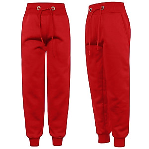 Kids Plain Tracksuit Cuffed Hoodie Red Sweatpants Casual Fashion Girls Boys