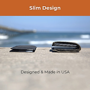 Allett Hybrid Card Wallet, Indigo Blue | Nylon, RFID Blocking, Vertical Layout | Minimalist, Bifold, Card Holder, Water Resistant, Thin, Front Pocket | Holds 3-10+ Cards, Cash | Made in the USA