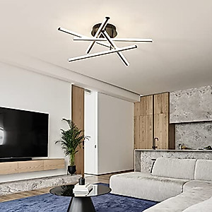 YEEZONE Modern LED Ceiling Light, LED Flush Mount Light, with Memory Remote Control Dimmable 3000K-6500K for Dining Room, Living Room, Kitchen, Bedroom, Office (Black)