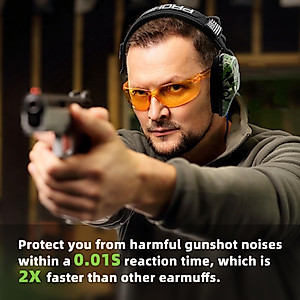 PROHEAR Electronic Ear Protection for Shooting with 4X Sound Amplification, Gun Range Hearing Protection Muffs, NRR 23dB Noise Reduction Headphones for Hunting, Camo