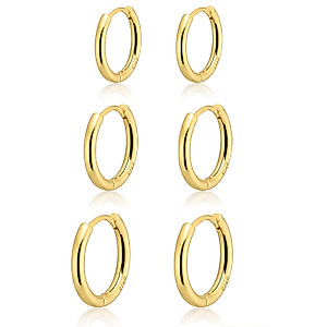 Gokeey Small Gold Huggie Hoop Earrings for Women 14K Gold Plated Lightweight Hoop Earrings Set for Women Hypoallergenic Earrings Gifts