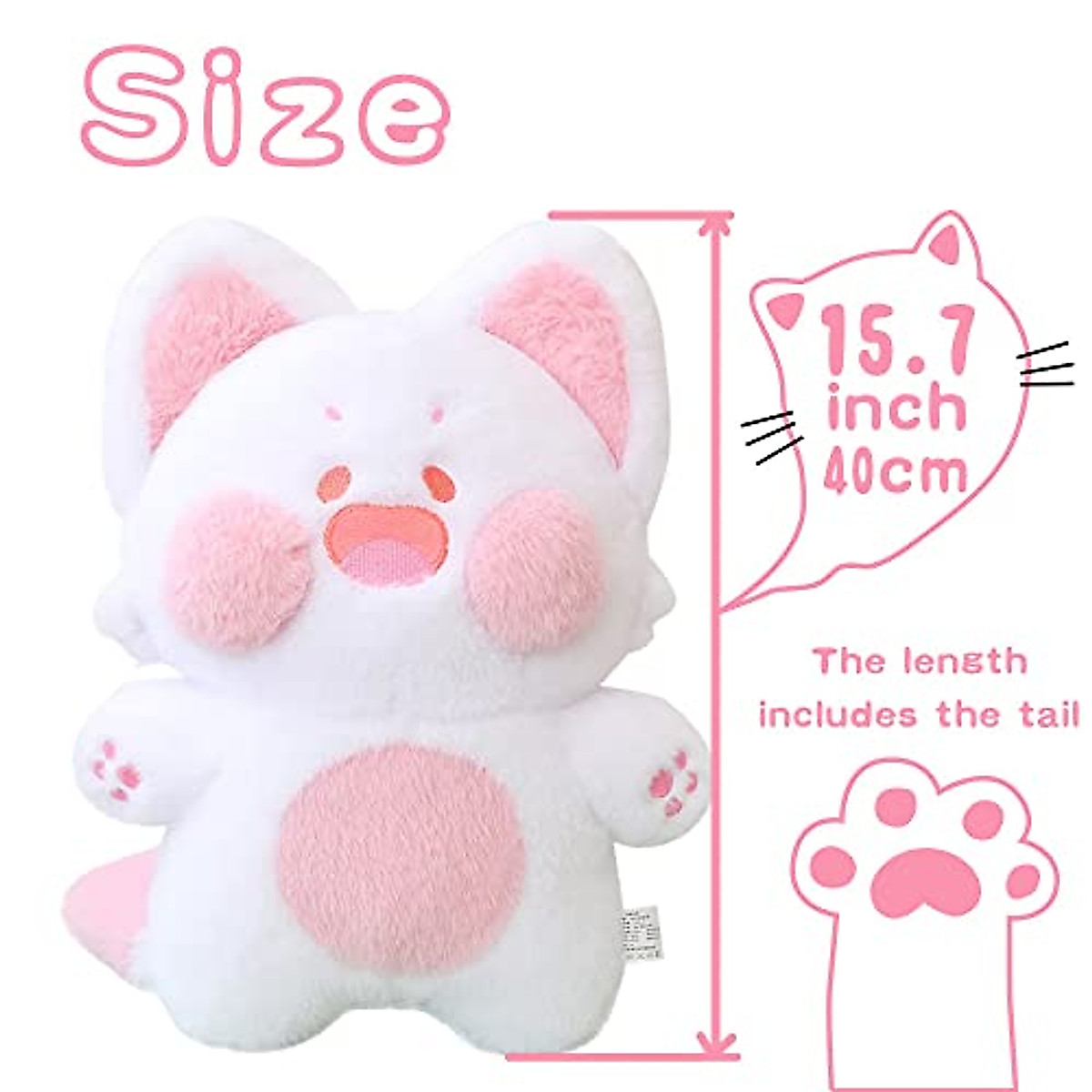 Galatee Cute Cat Plush Toy Cat Stuffed Animal Plush Soft Cat Plushie Pillow Gifts for Adults and Kids(15.7" Pink)