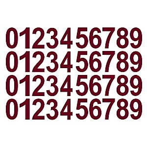 0-9 Numbers Burgundy Vinyl Sticker Decals Assorted Set of 40 Choose Size!! 1/2" to 12" (V746BurgundyArialBold) (2.5")