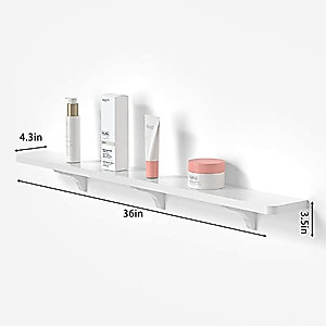 36-Inch White Hips Shelf Bathroom Storage Organizer Shelf Wall Mount Floating Shelf