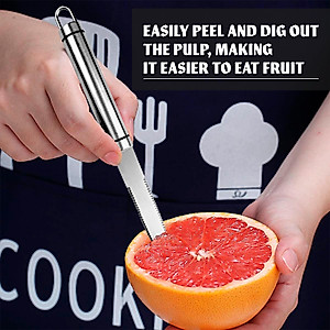 Stainless Steel Kitchen Grapefruit Knife - Curved Edge Blade Knives Lemon Cutter Grapefruit Knife Curved Serrated Knife Set Kiwi Cutter Citrus Fruit Carving Knife Serrated Knives Orange Peeler