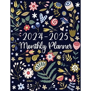 2024-2025 Monthly Planner: Two Year Schedule Organizer from January 2024 to December 2025 with Floral Cover