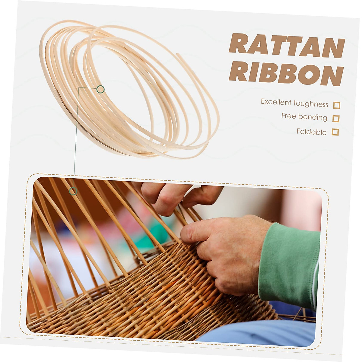 Outanaya 1 Roll Rattan Weave Material Woven Chair Weaving Kit Rattan Furniture Webbing Basket Wicker Furniture Repair Kit Chair Cane for DIY Rattan Weaving Material DIY Rattan Material Reed