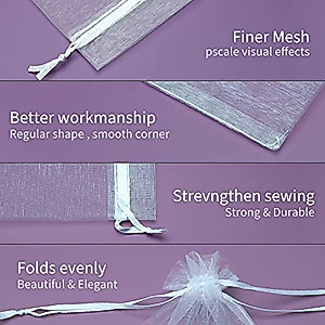 Akstore 50Pcs 3.15"x4"(8x10cm) Sheer Drawstring Organza Jewelry Pouches Wedding Party Christmas Favor Gift Bags (White, 3.15x4)