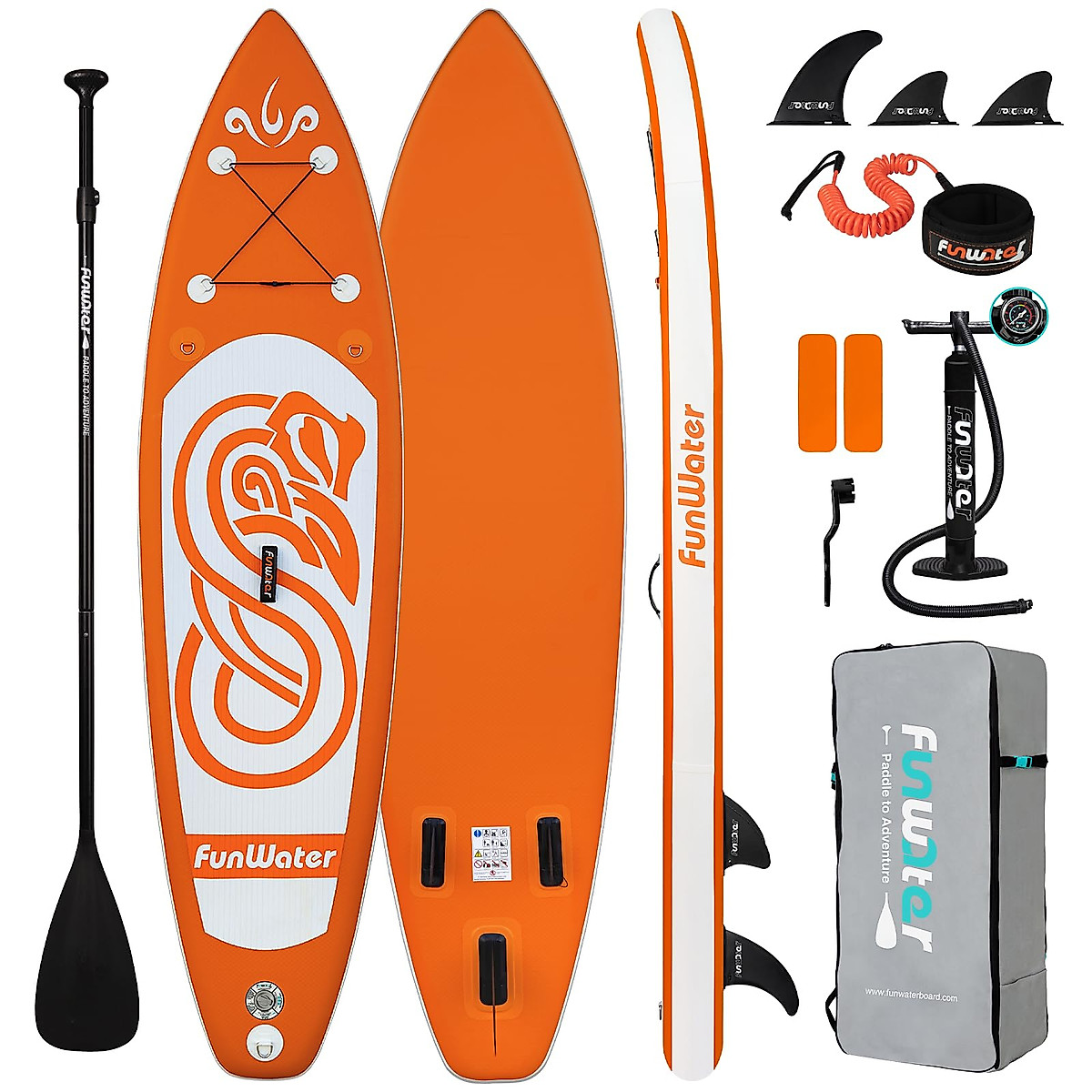 FunWater SUP Inflatable Stand Up Paddle Board 10'x31''x6'' Ultra-Light Inflatable Paddleboard with ISUP Accessories,Fins,Adjustable Paddle, Pump,Backpack, Leash, Waterproof Phone Bag,Kayak Seat